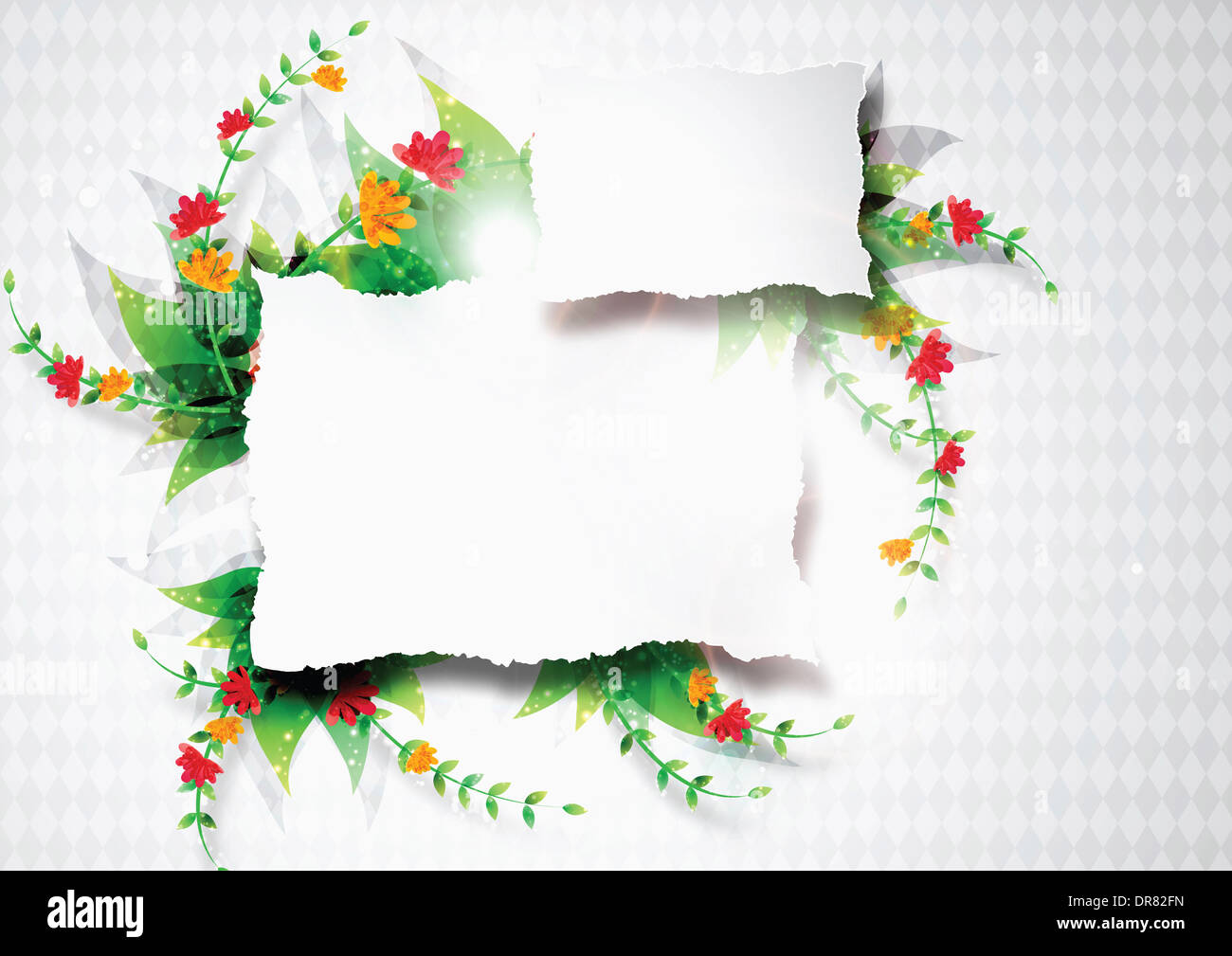 illustration memo template featuring green leaves Stock Photo - Alamy