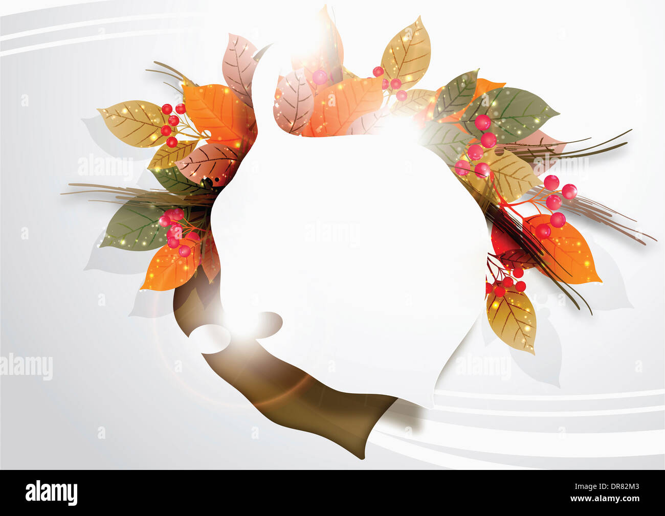 illustration memo template with autumn leaves Stock Photo - Alamy