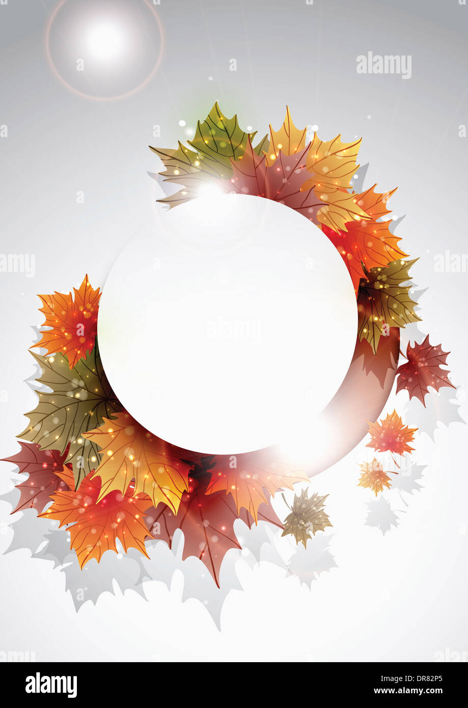 illustration memo template with autumn leaves Stock Photo - Alamy