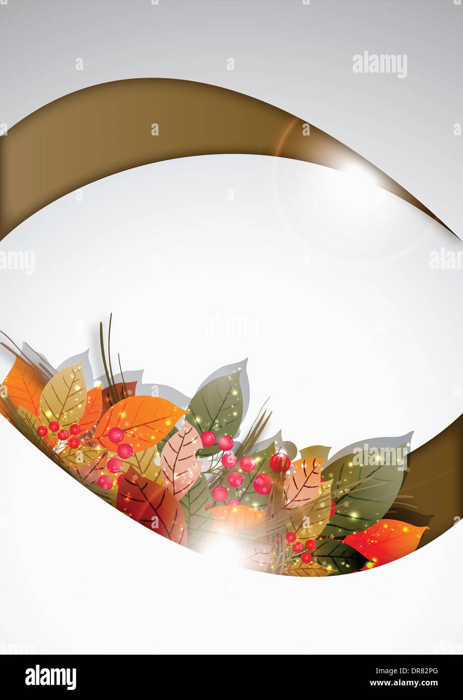 illustration memo template with autumn leaves Stock Photo - Alamy