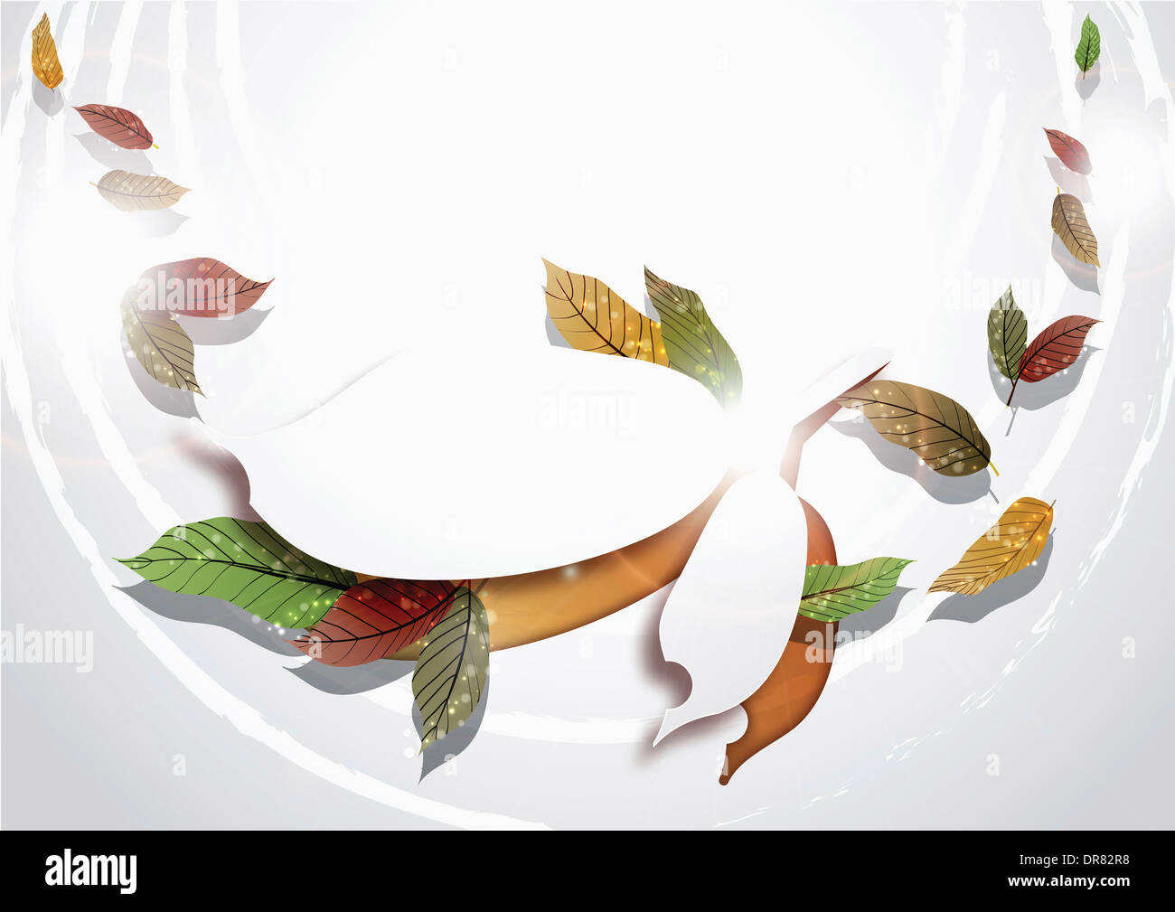 illustration memo template with autumn leaves Stock Photo - Alamy