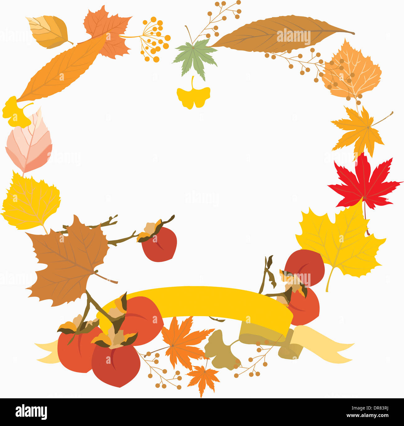 illustration of autumn memo template with leaves Stock Photo - Alamy