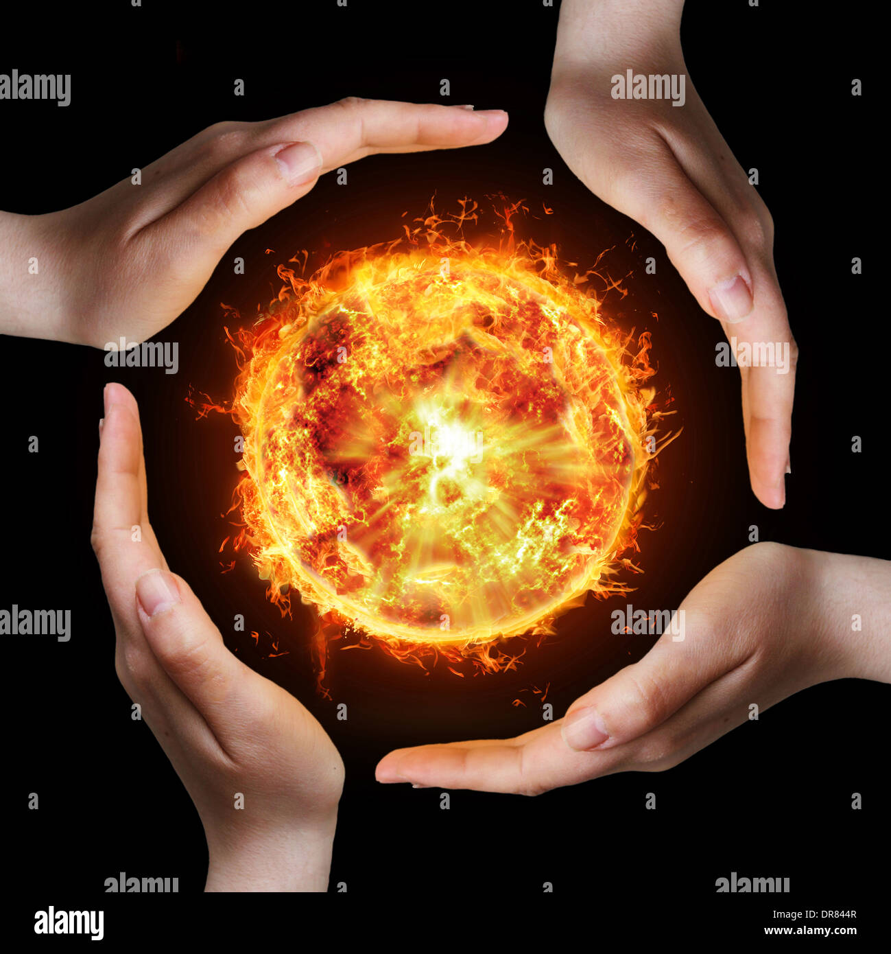 Recycling symbol made from hands and fire Stock Photo - Alamy
