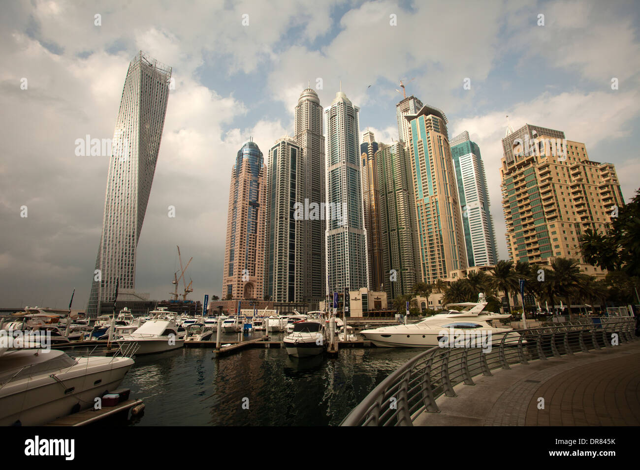 New modern buildings compose the skyline at the Dubai, UAE, marina. At ...