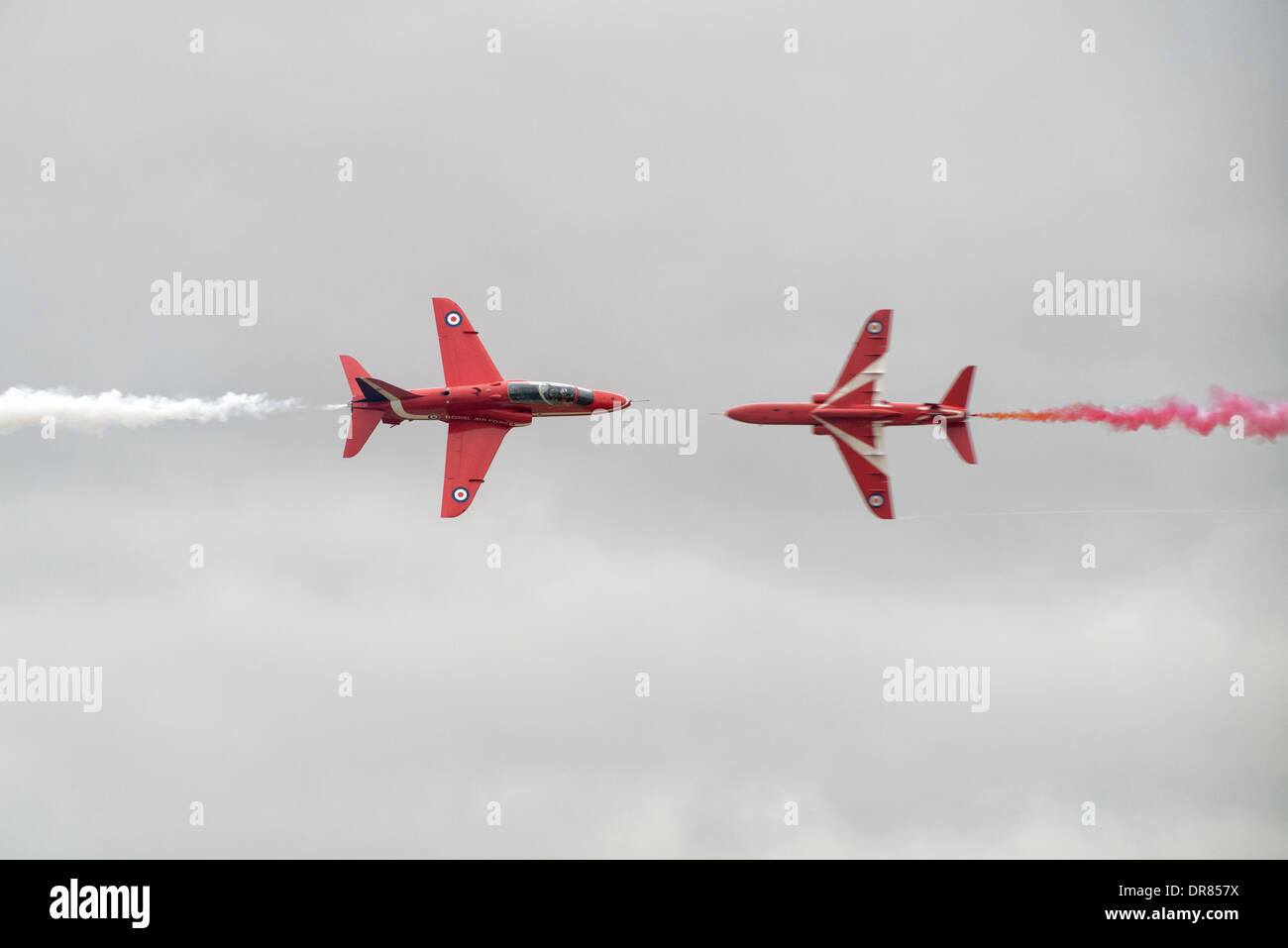 Two BAE Hawk Mk 1 Trainers of The British RAFAerobatic Display team ...