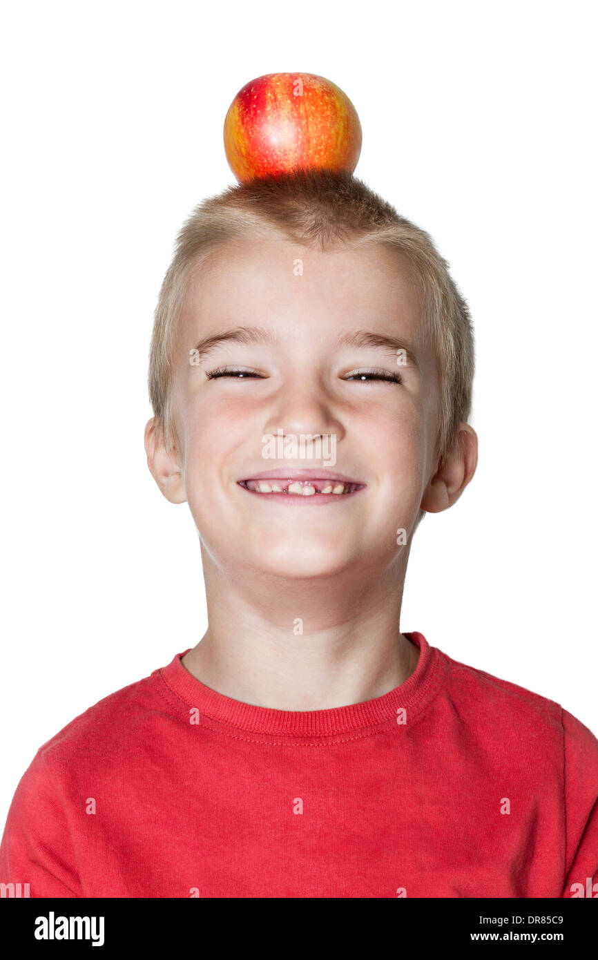 Boy apple on head isolated hi-res stock photography and images - Alamy