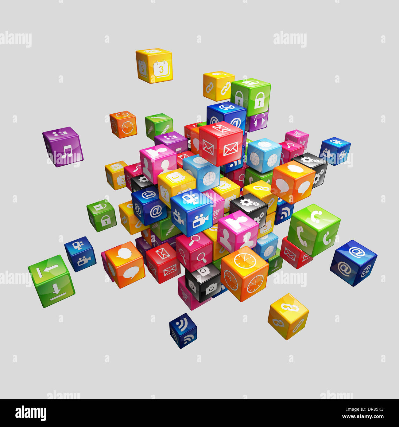 3d image of abstract cubes and icon set Stock Photo - Alamy