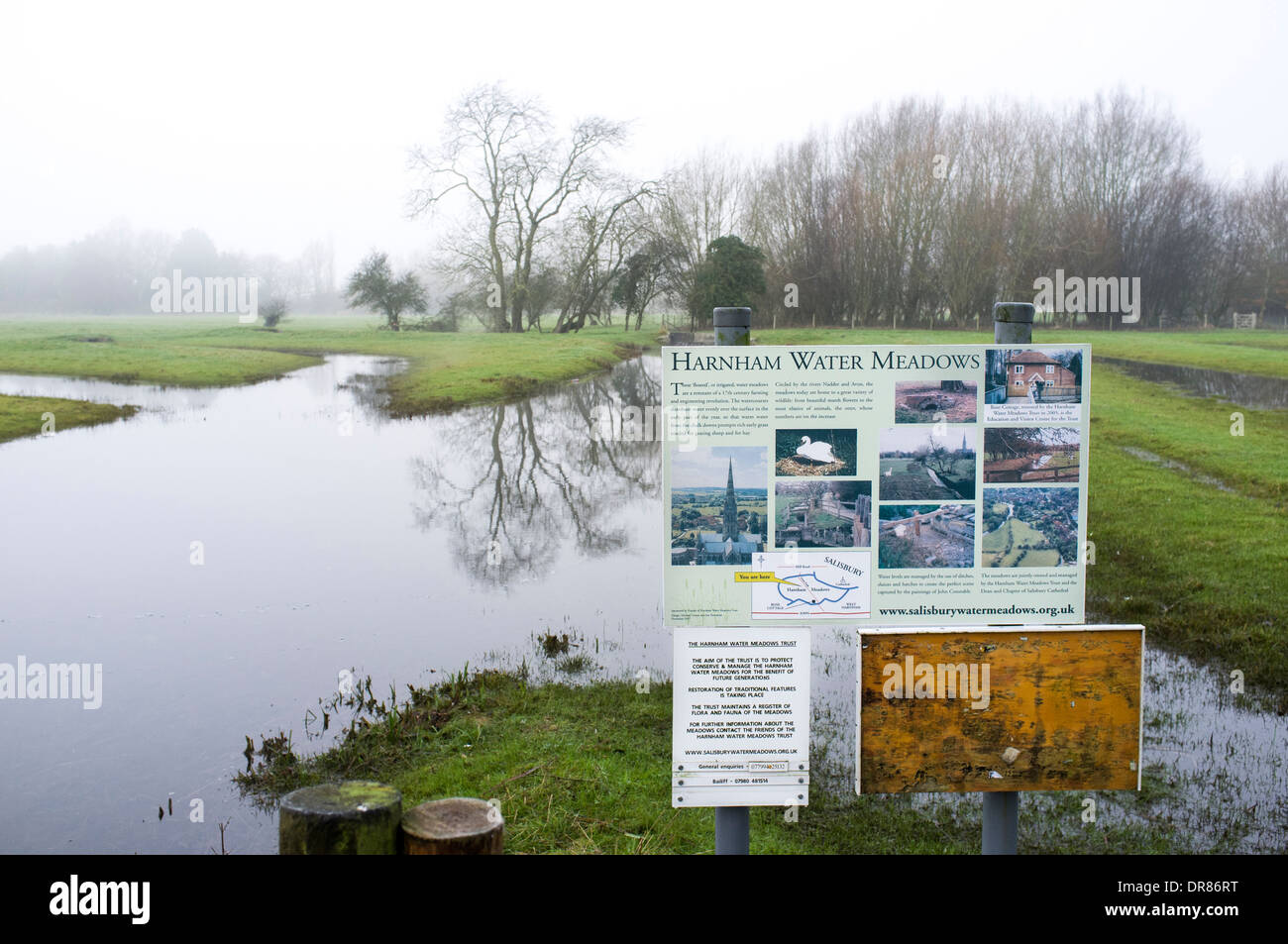 Harnham Water Meadows information sign Salisbury UK Stock Photo - Alamy