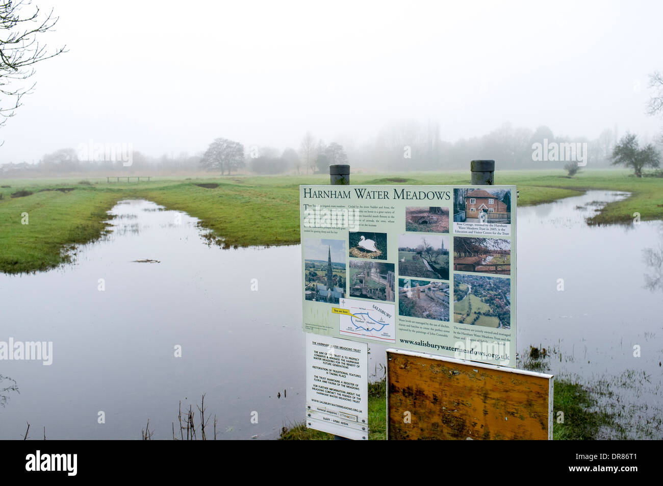 Harnham Water Meadows information sign Salisbury UK Stock Photo - Alamy