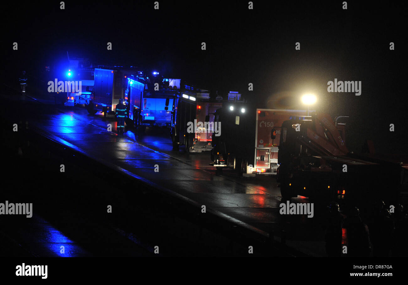 D1 motorway, Czech Republic. 21st January 2014. Highly caustic ...