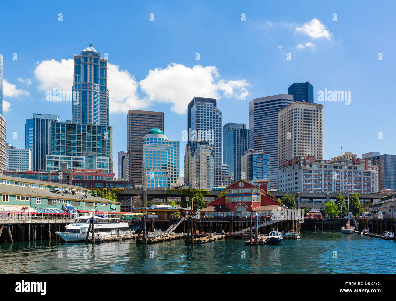 Downtown skyline and waterfront district between piers 54 and 55 from ...