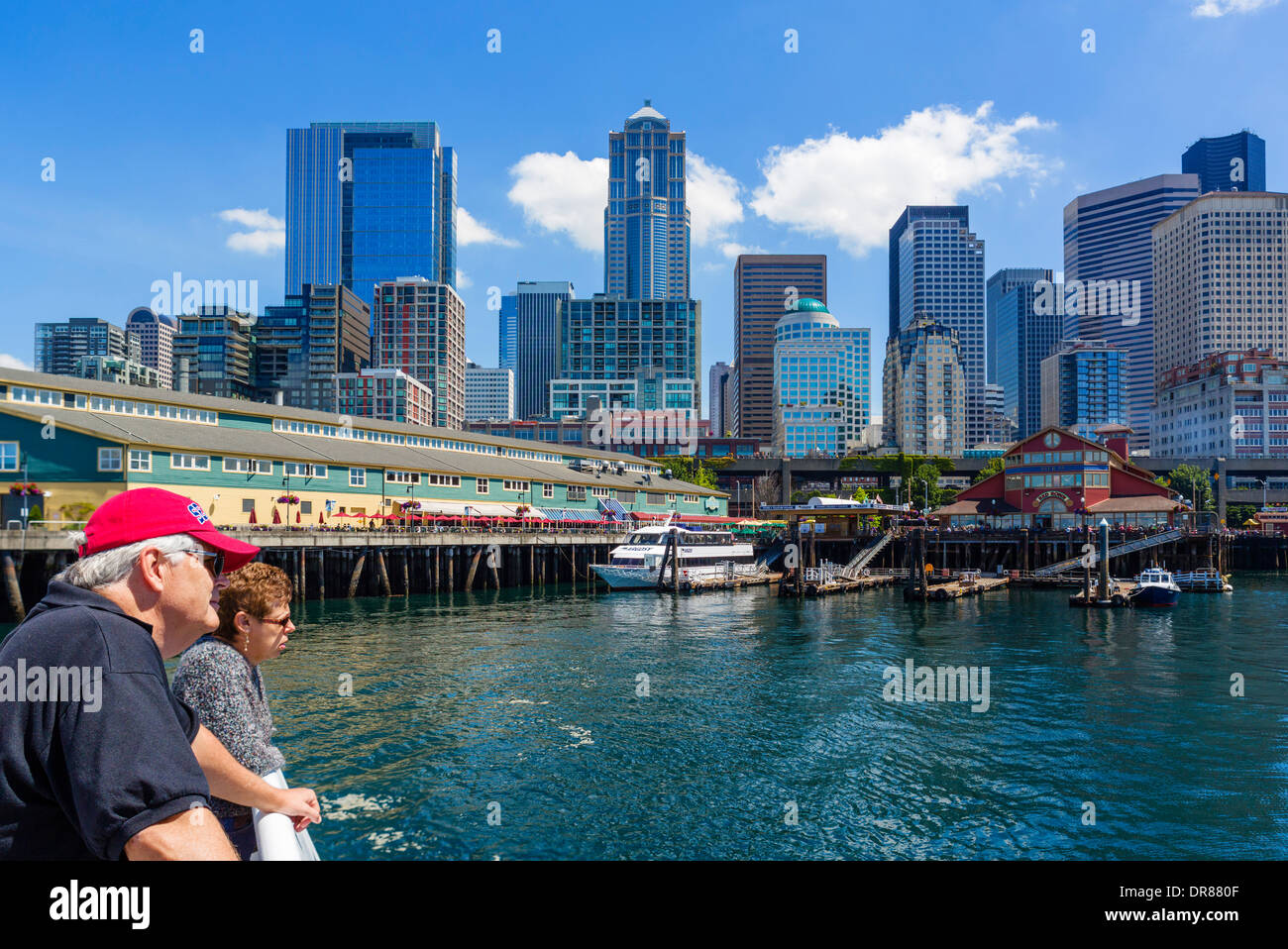 Downtown skyline and waterfront district between piers 54 and 55 from ...