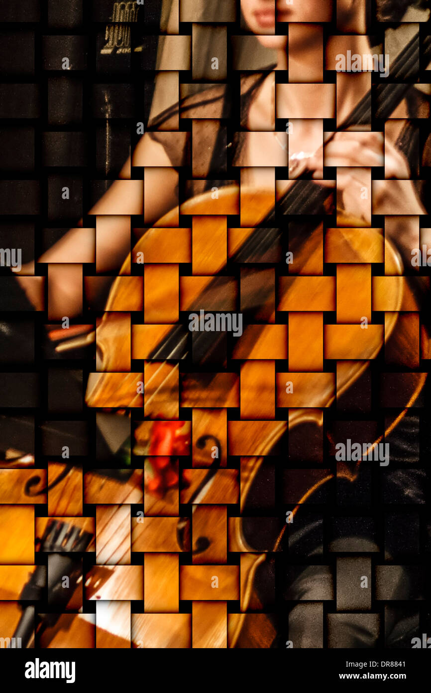 Texture on a material representing a young woman singing at the ...