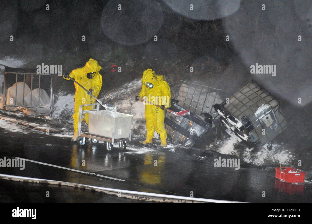 D1 motorway, Czech Republic. 21st January 2014. Highly caustic ...