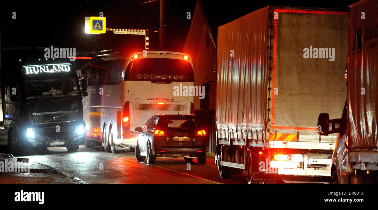 D1 motorway, Czech Republic. 21st January 2014. Highly caustic ...