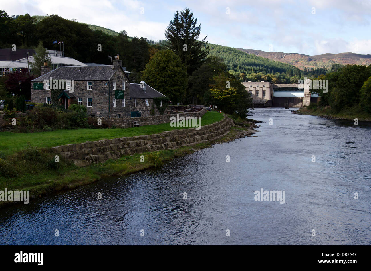 Pitlochry Dam and Hydro Electric Power Station from the suspension ...
