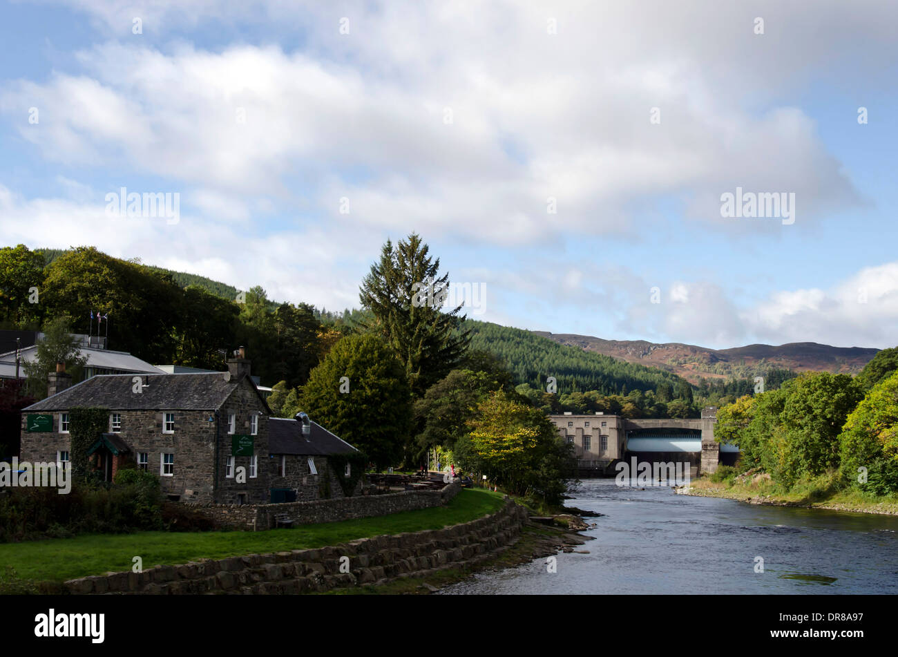 Pitlochry Dam and Hydro Electric Power Station from the suspension ...