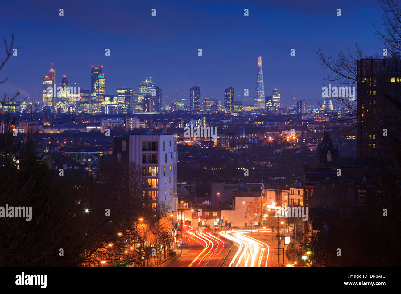 Skyline of the City of London with the Shard, Archway and Holloway from ...