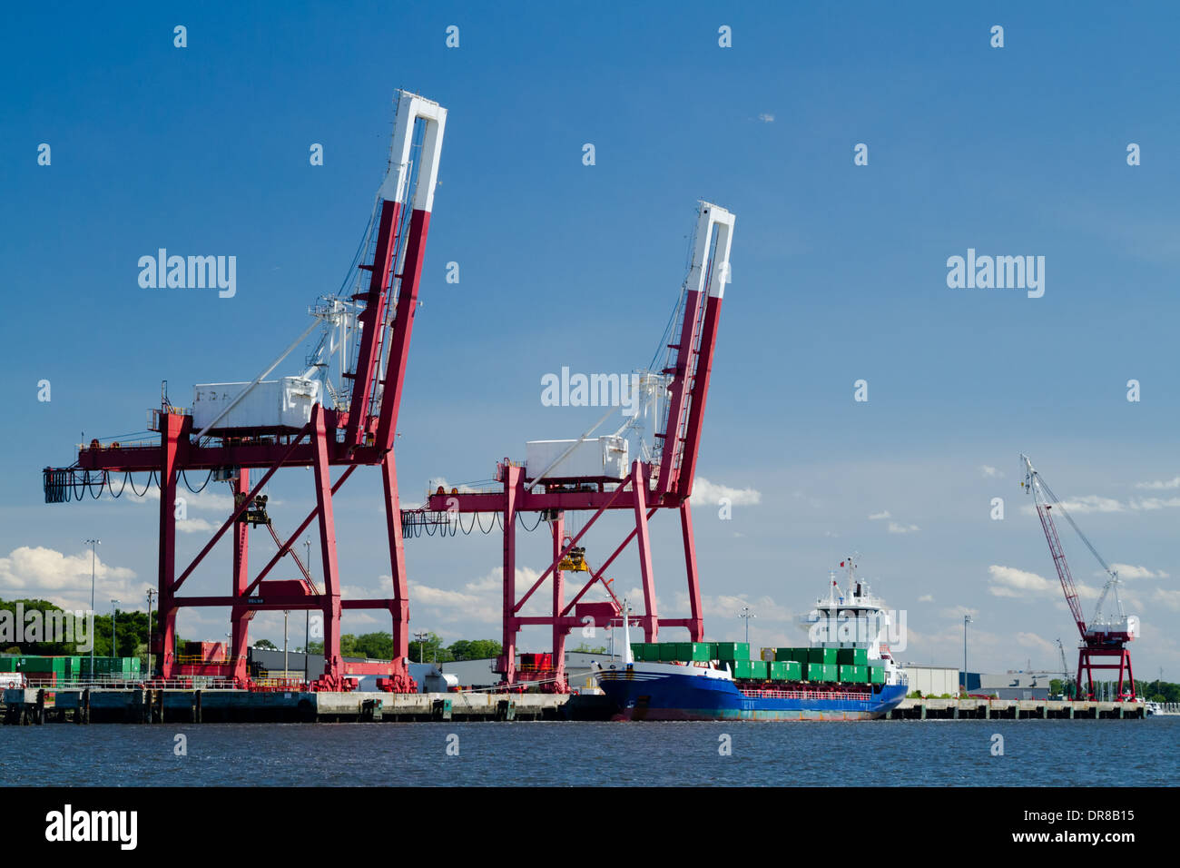 A commercial container ship in port in Fernandina Beach, Florida Stock ...