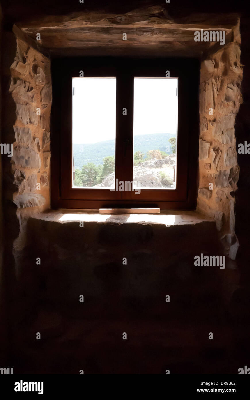 Window of a rustic house. Viewed from inside Stock Photo - Alamy