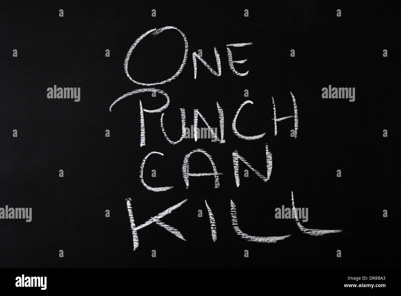 chalk writing - One punch can kill. - words written on blackboard Stock ...