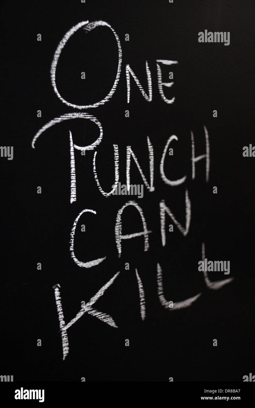 chalk writing - One punch can kill. - words written on blackboard Stock ...