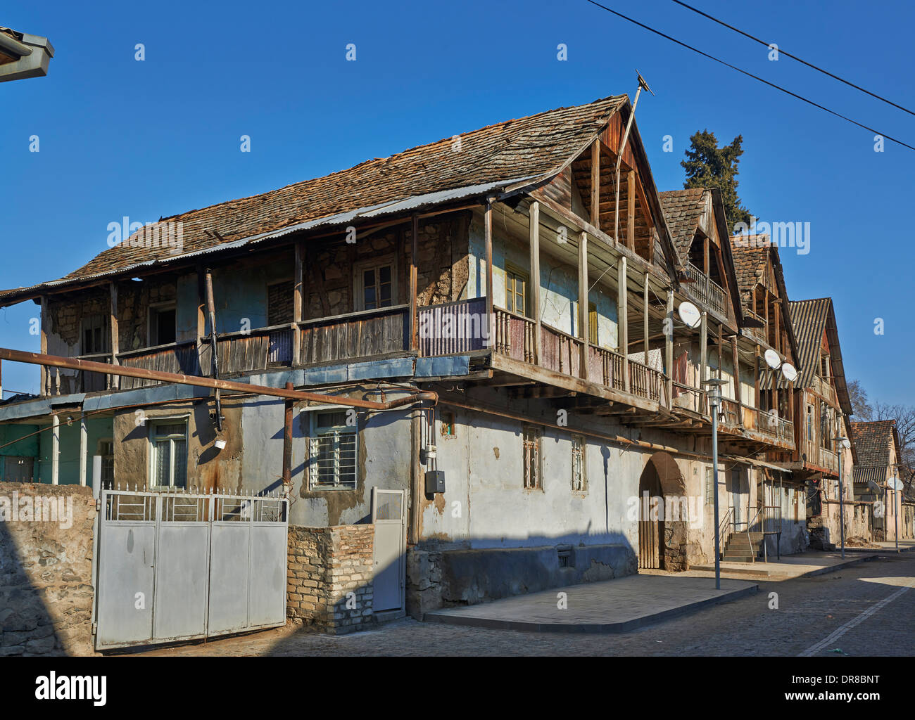 typical historical german building with balcony in Bolnisi, Kvemo ...