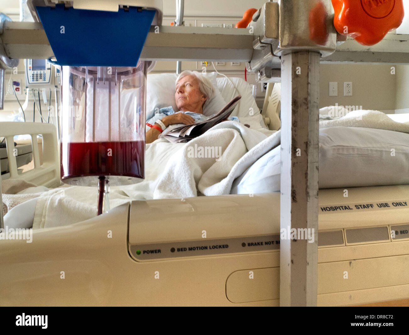 A recovering surgery patient is supplied with supplements of her own ...