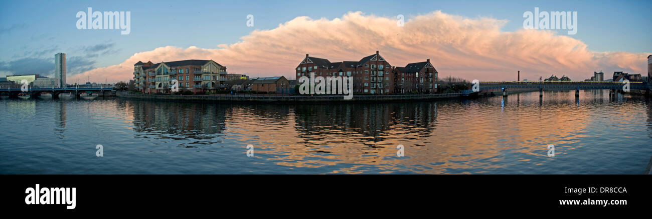 Panoramic image of River Lagan, Belfast Stock Photo - Alamy