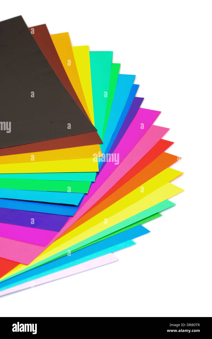 various color paper stacks isolated on white Stock Photo - Alamy