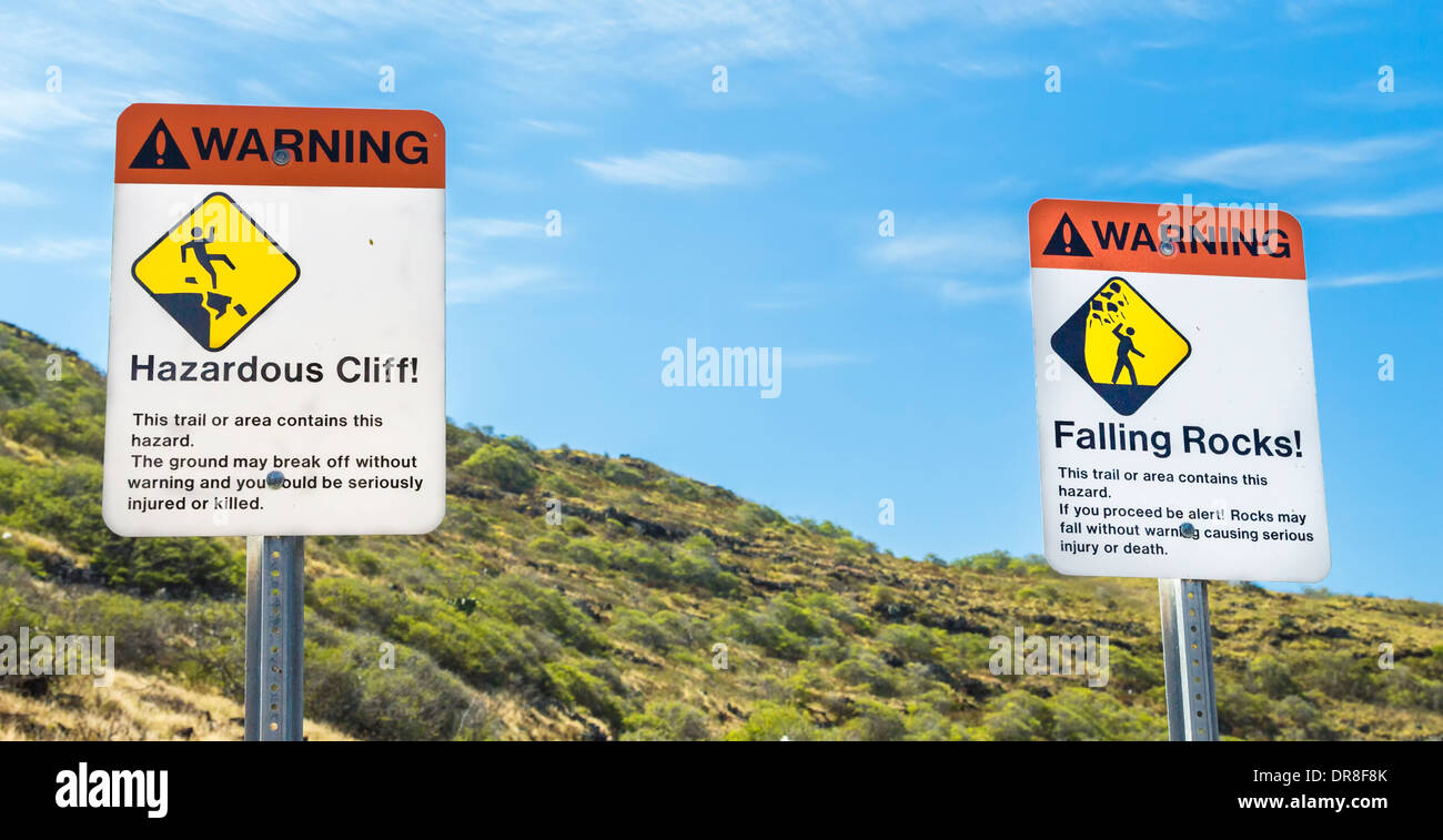 Two warning signs hi-res stock photography and images - Alamy