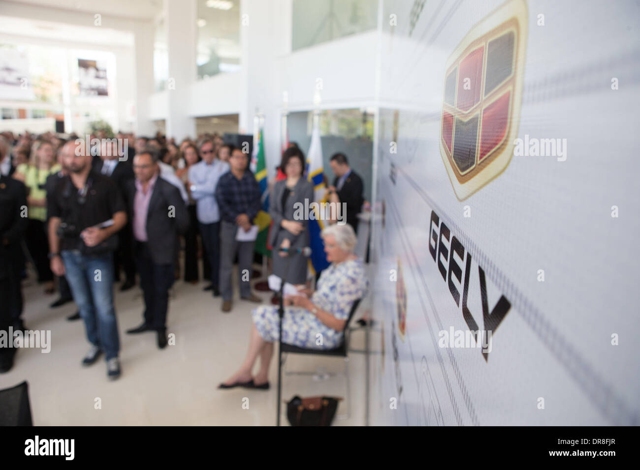 Sao Paulo, Brazil. 22nd Jan, 2014. Guests attend a launching ceremony ...