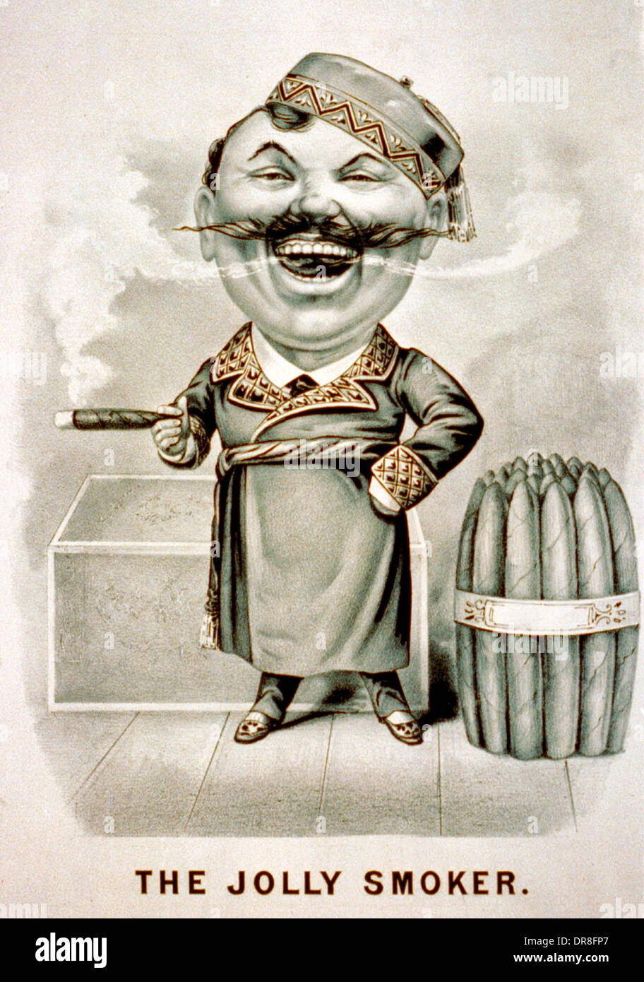 The jolly smoker - Smiling man smoking a cigar, circa 1880 Stock Photo ...