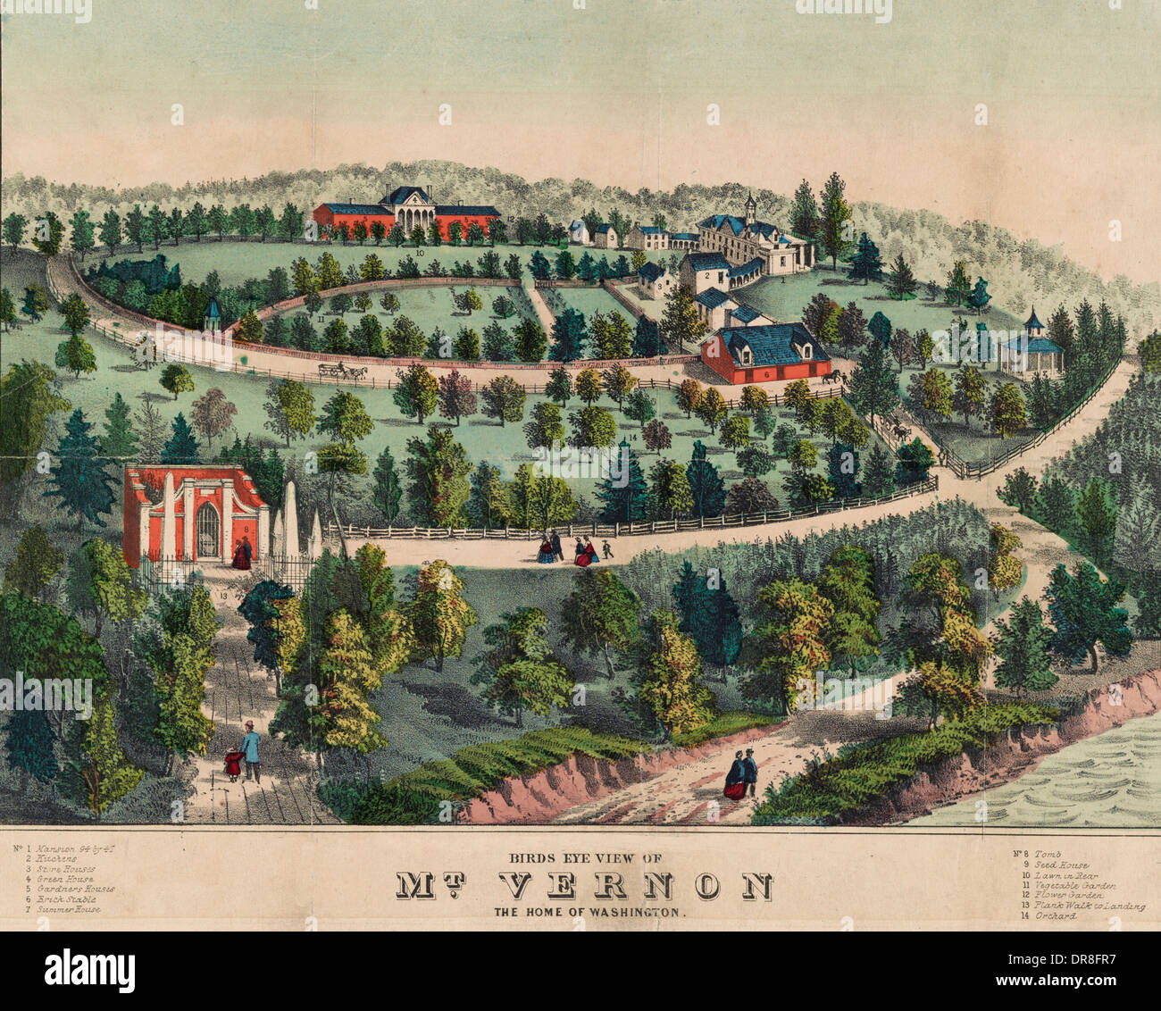 A bird's eye view of George Washington's Mount Vernon estate, with ...