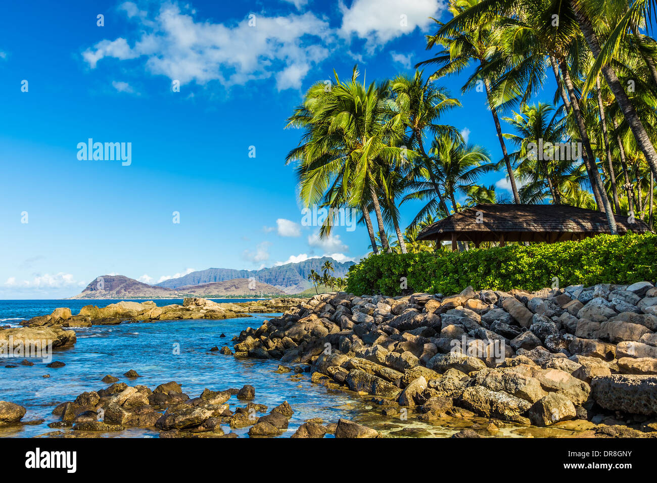A view of the leeward coast and the Waianae Mountain Range from a ...