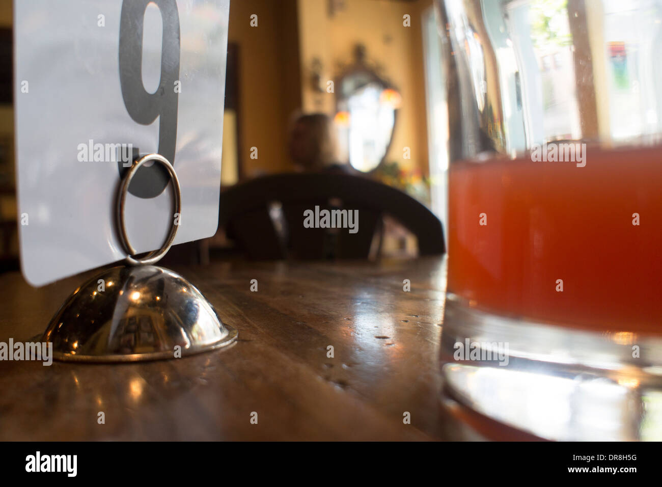 restaurant table number nine Stock Photo - Alamy