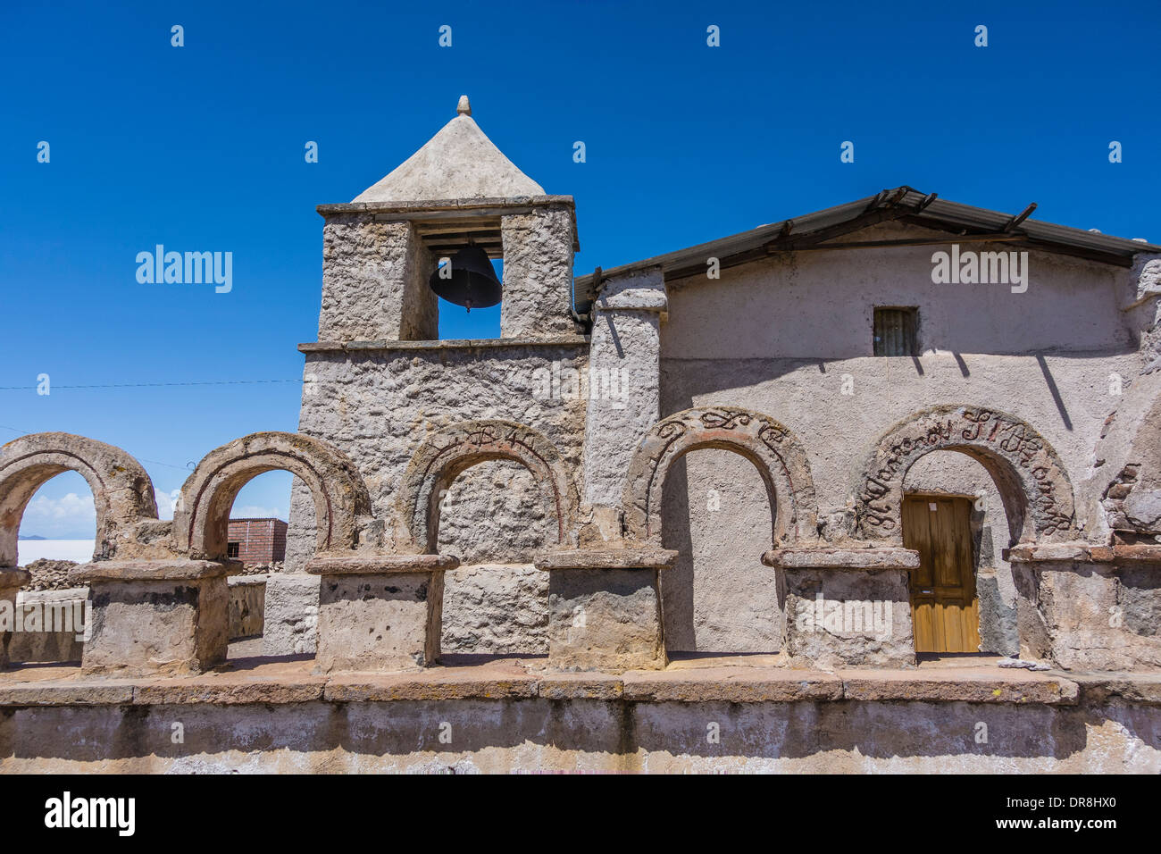An exterior view of the front of the small church in the village of ...
