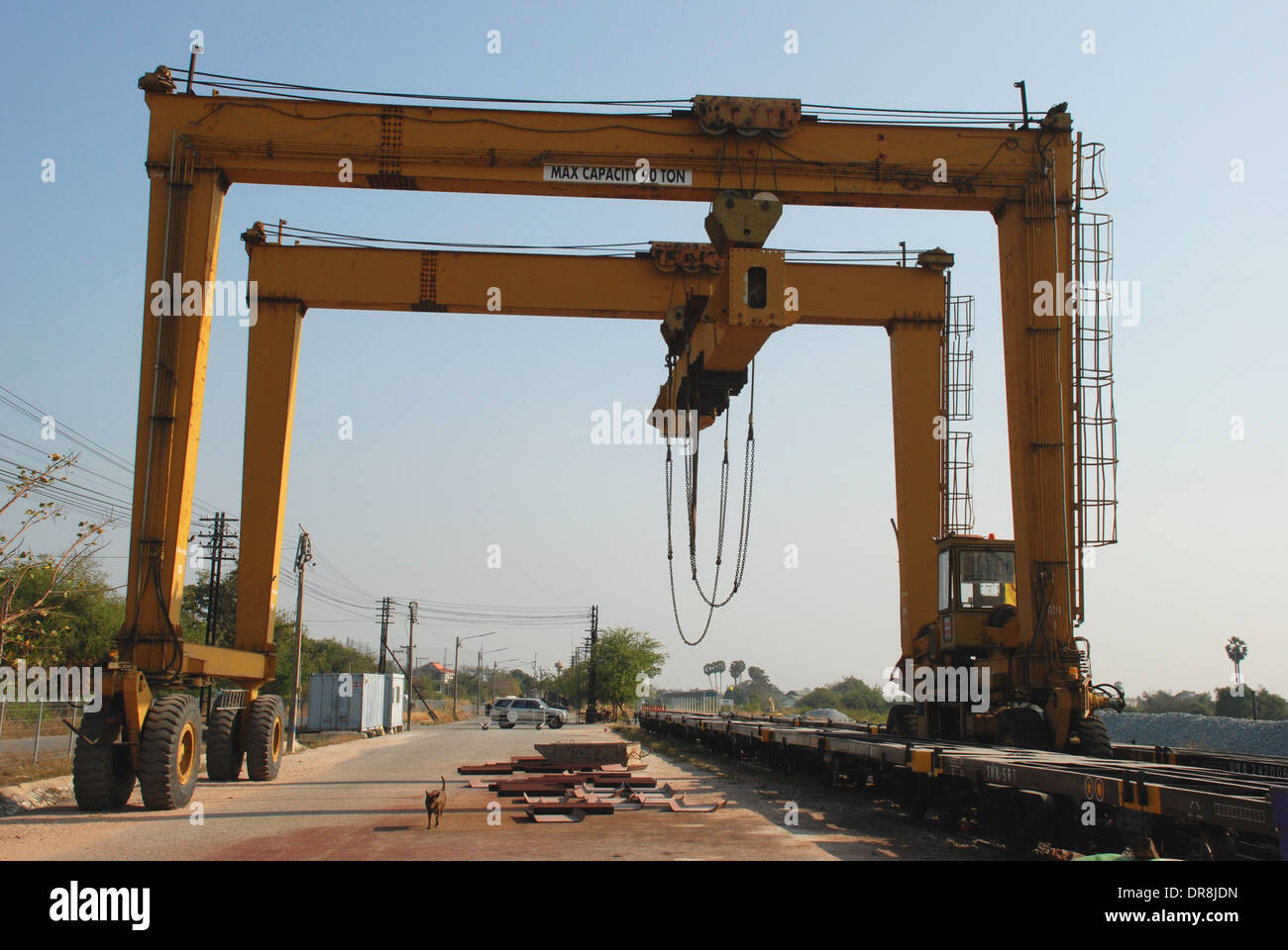 Reach stacker big machine for stacker container Stock Photo - Alamy
