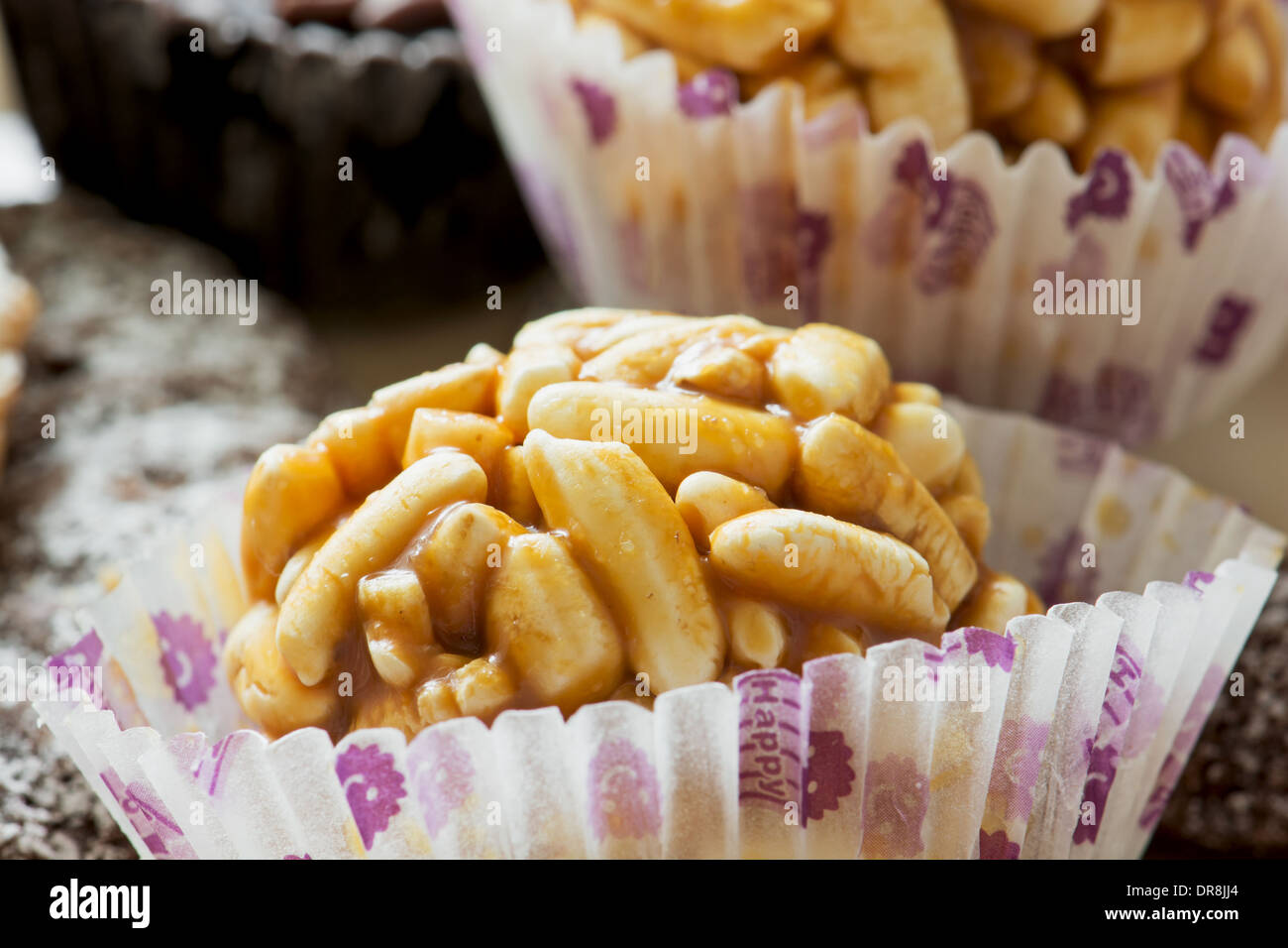 Detail of caramel puffed rice balls Stock Photo - Alamy