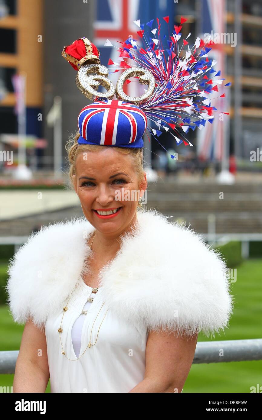 Lynne Webster wearing a Diamond Jubilee Union Jack hat Designed by Magz ...
