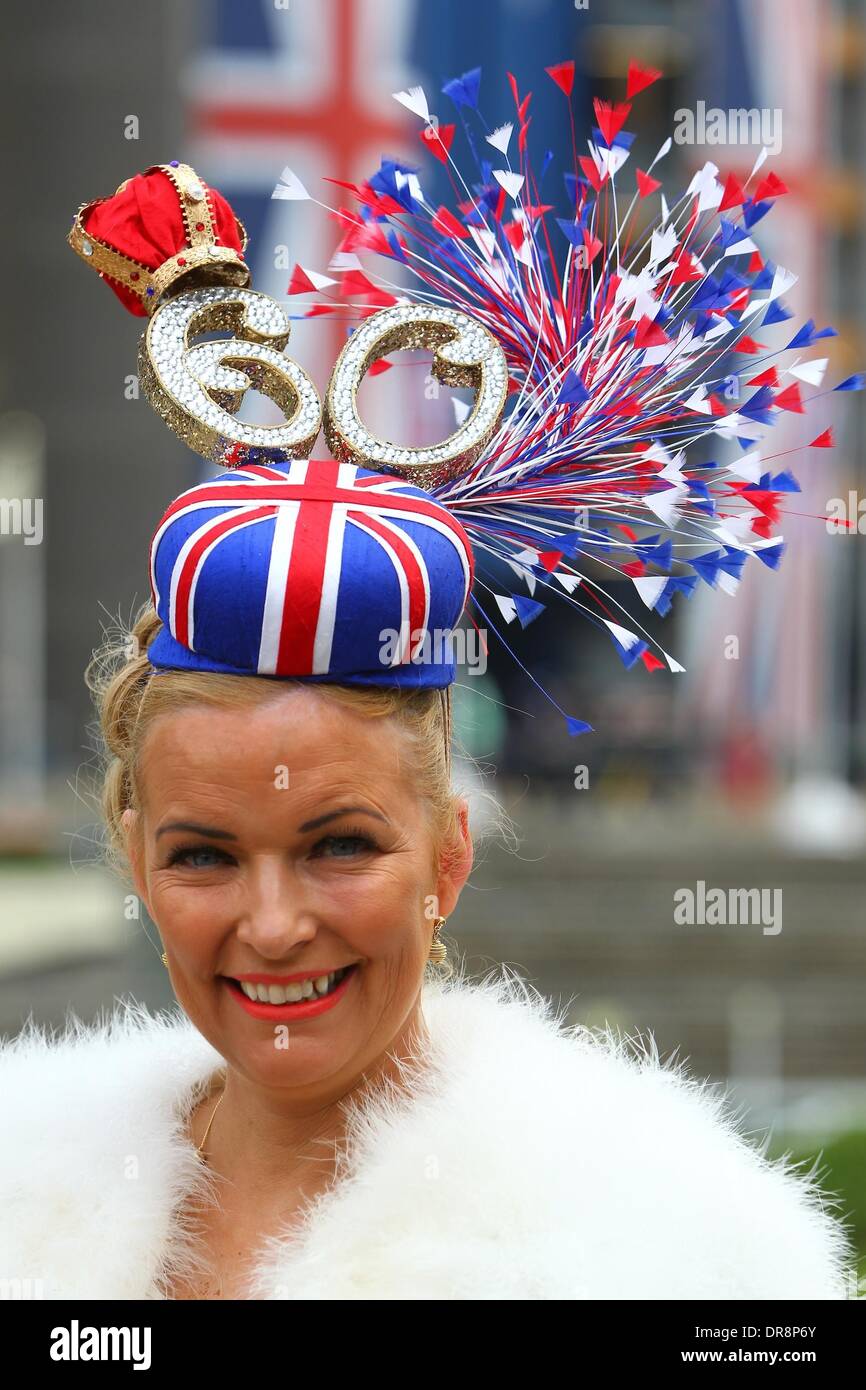 Lynne Webster wearing a Diamond Jubilee Union Jack hat Designed by Magz ...