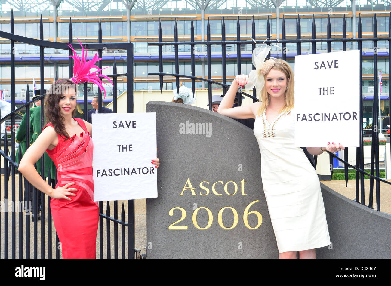 Model High Street retailer Debenhams protest outside Ascot Racecourse ...