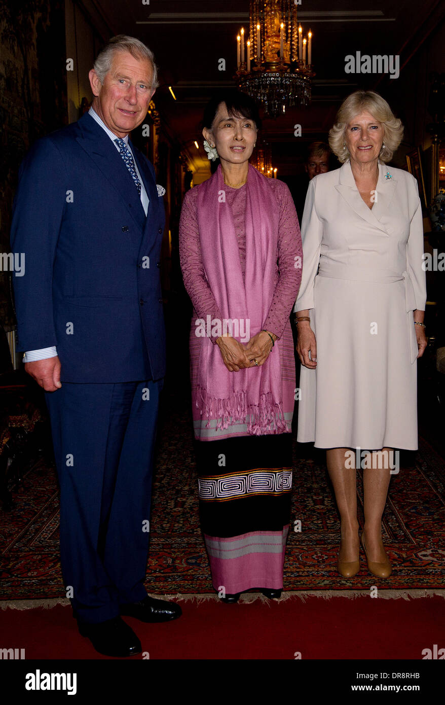 Myanmar democracy icon Aung San Suu Kyi with Prince Charles, Prince of ...