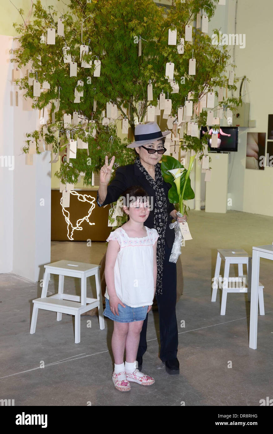 Yoko Ono visits her interactive art installation entitled 'Wish Tree For Ireland' created on ...