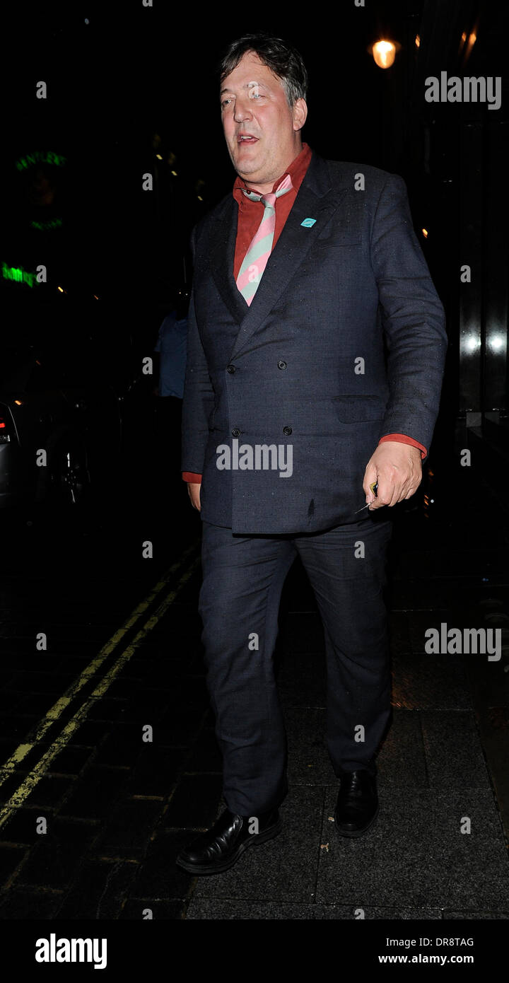 Stephen Fry walking in Mayfair London, England - 21.06.12 Stock Photo ...