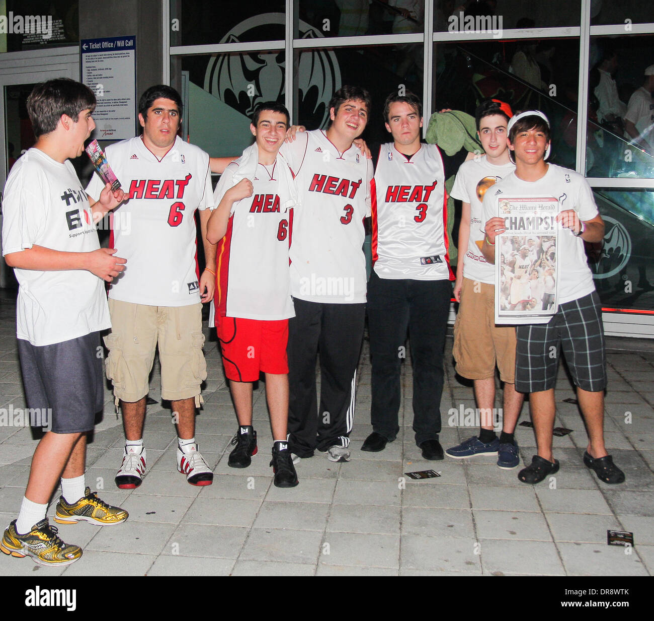 Atmosphere Fans celebrate outside the American Airlines Arena after ...