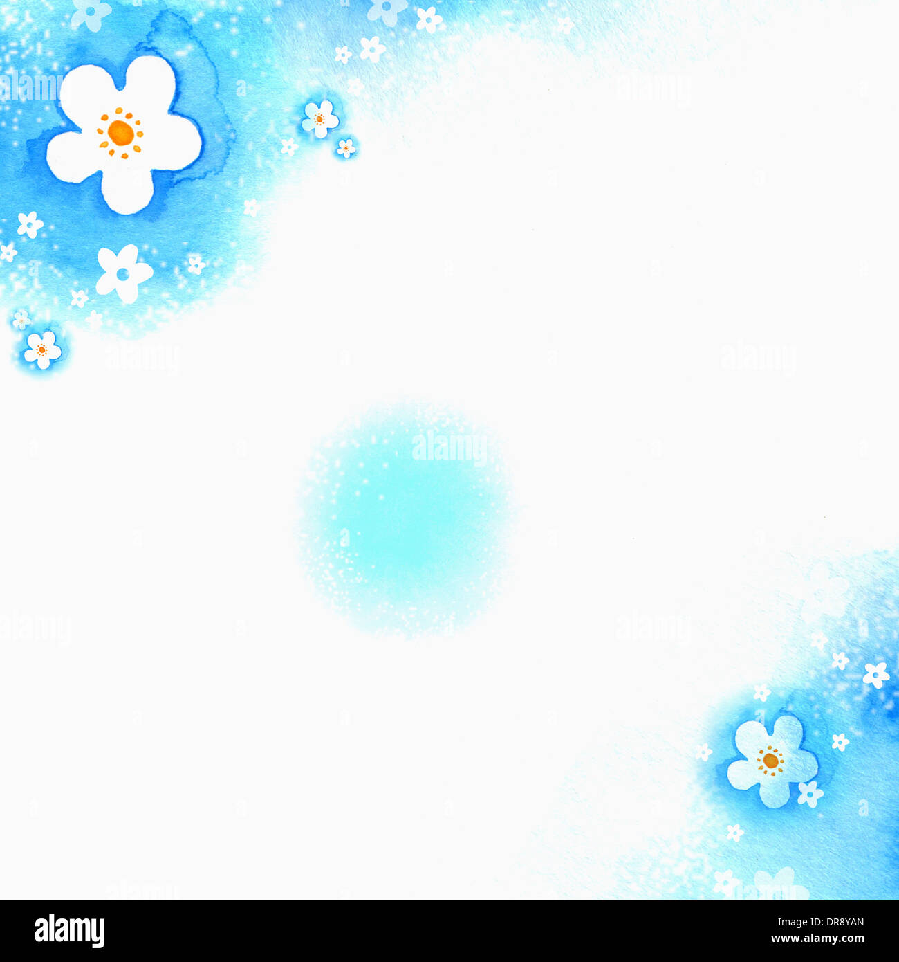 illustration memo template in blue featuring flowers Stock Photo - Alamy