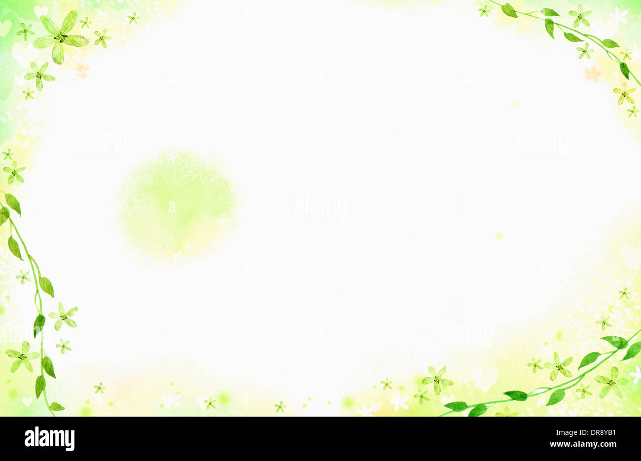 illustration memo template in green featuring leaves Stock Photo - Alamy