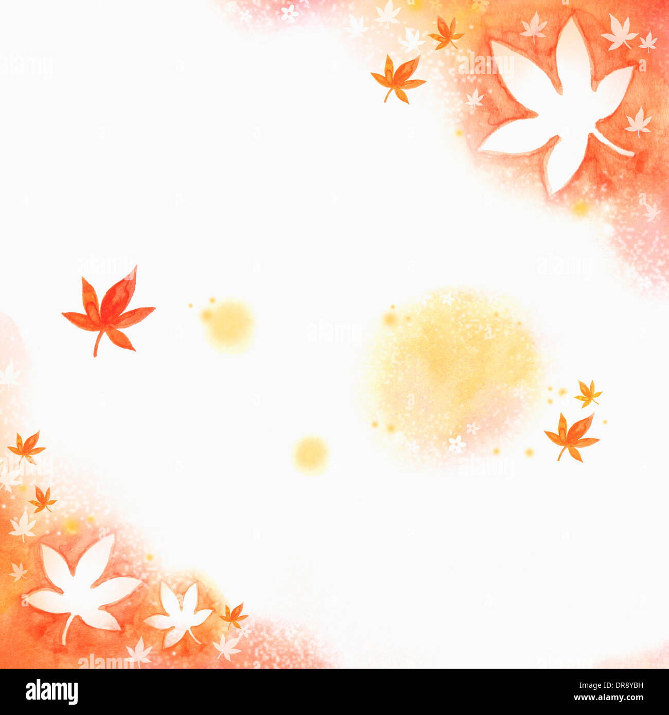 illustration memo template in orange featuring maple leaves Stock Photo ...