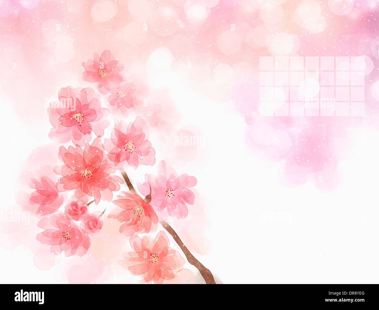 illustration calendar template featuring pink tree Stock Photo - Alamy